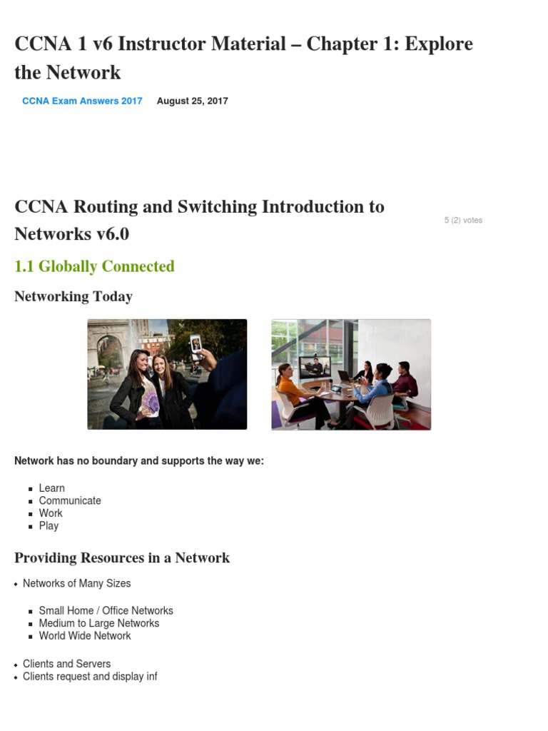 CCNA 1 v6 Instructor Material - Chapter 1 Explore The Network | PDF ...