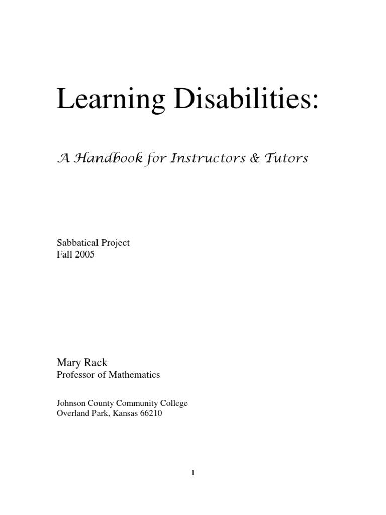 Learning Disabilities Handbook | PDF | Learning Disability | Memory