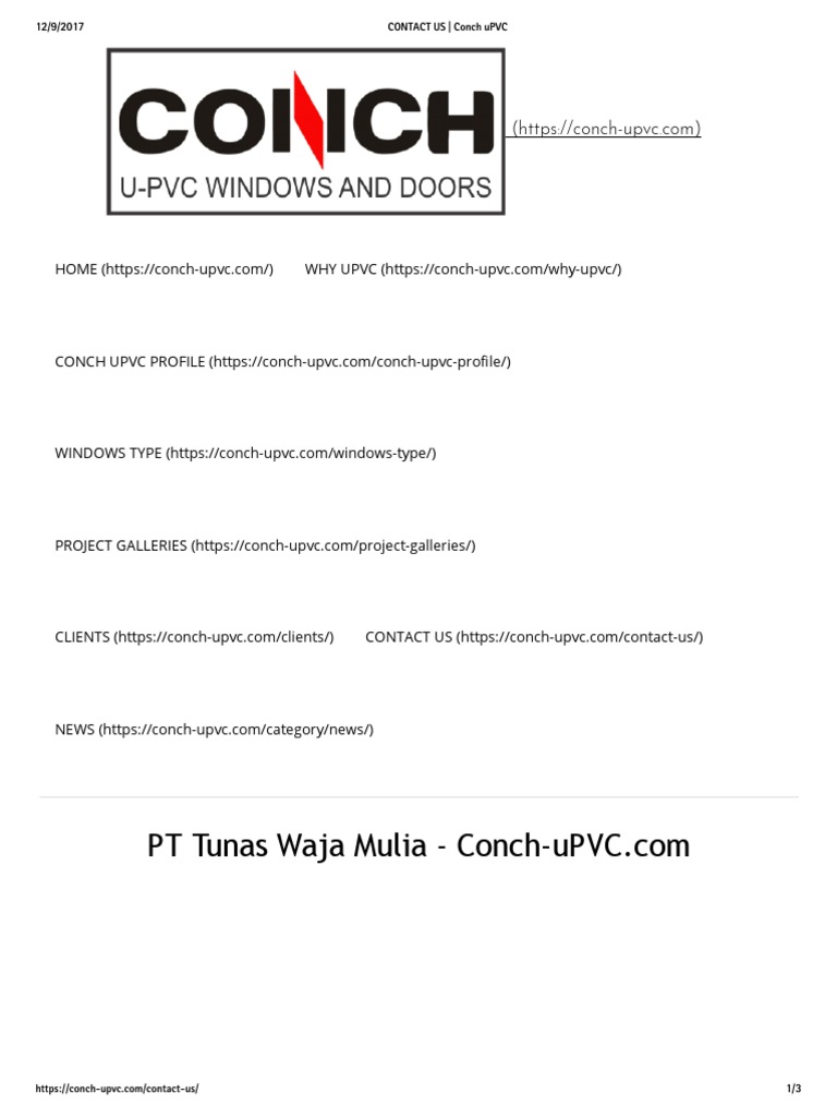 Contact Us - Conch Upvc | PDF