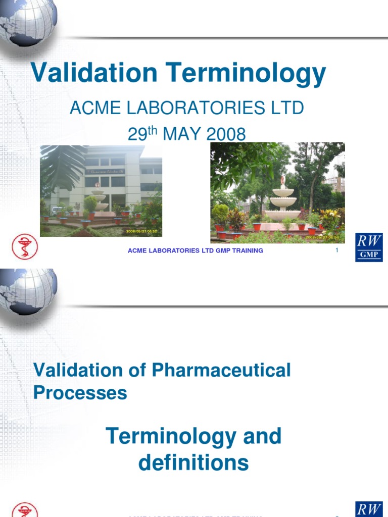Validation Terminology: Acme Laboratories LTD 29 MAY 2008 | PDF ...