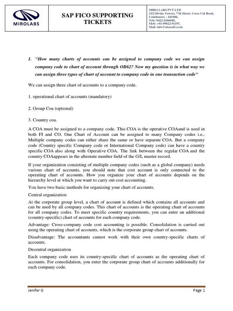 Sap Fico Supporting Tickets: Jenifer G | PDF | Fiscal Year | Depreciation