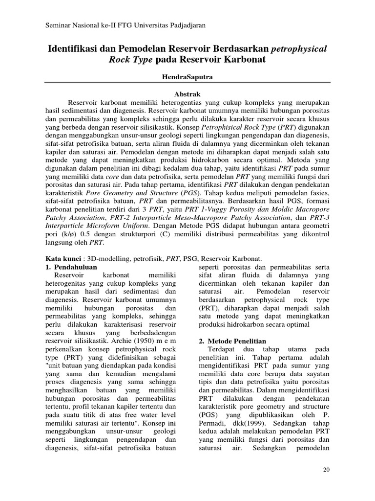Identifikasi Dan Pemodelan Reservoir Berdasarkan Petrophysical | PDF