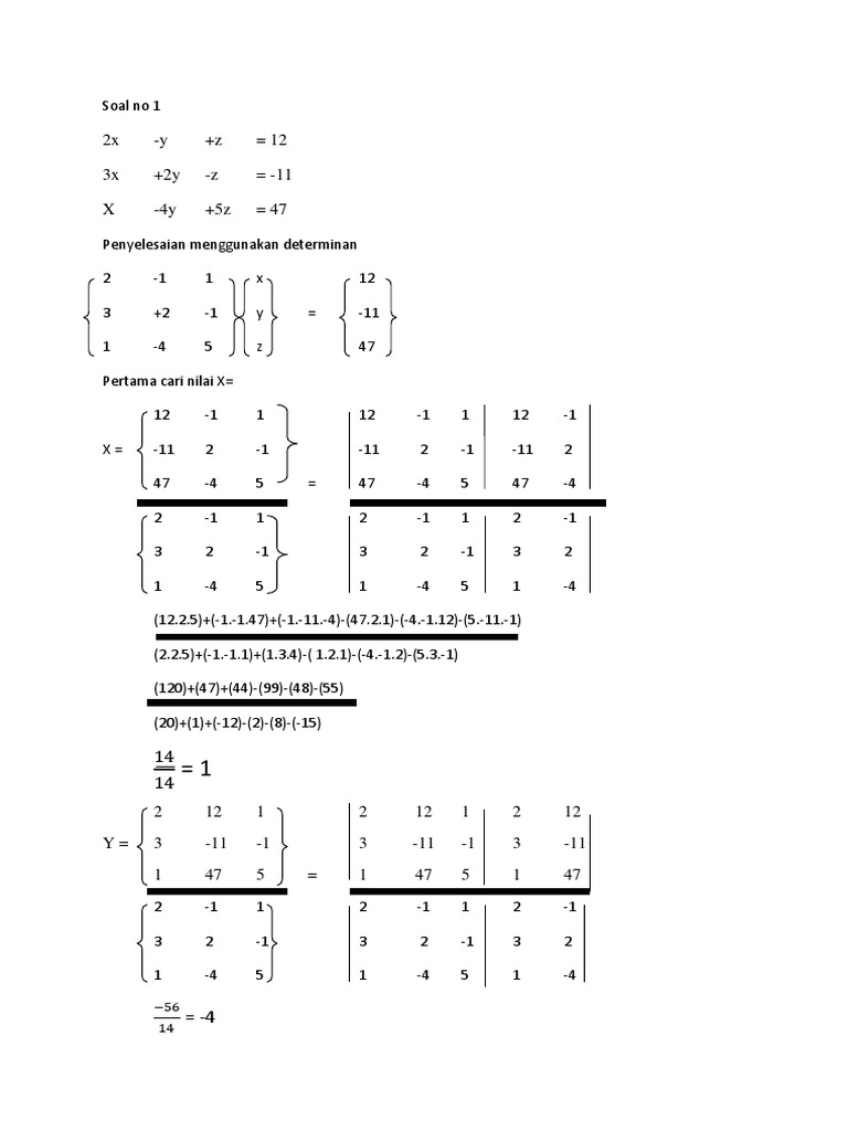Determinant Method for Solving Equations | PDF