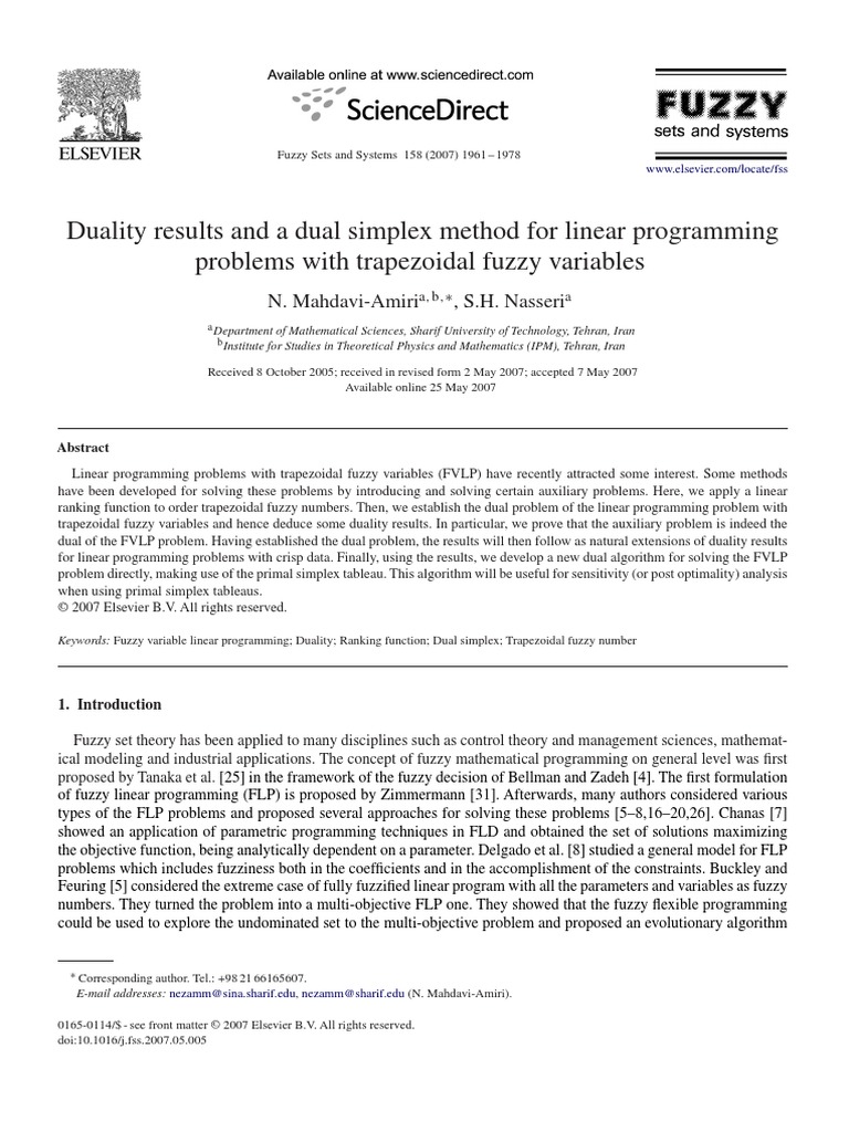 Dual Simplex Method For Linear Programming Pdf Linear Programming Mathematical Optimization
