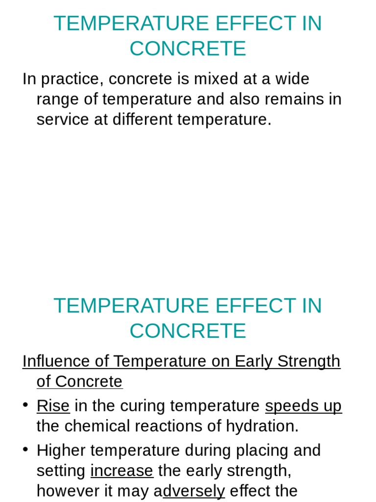 Temperature Effects on Concrete Strength | PDF | Concrete | Cement