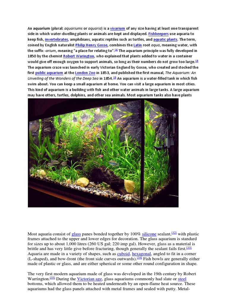 An Aquarium | PDF | Aquarium | Fishkeeping