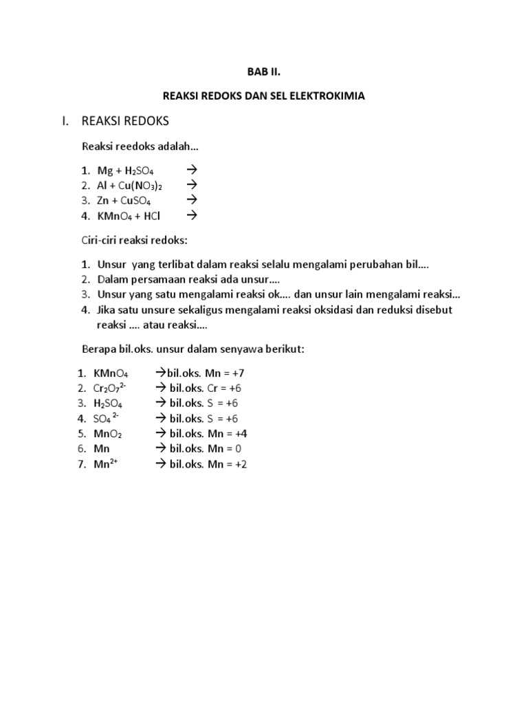 Reaksi Redoks Dan Sel Elektrokimia | PDF