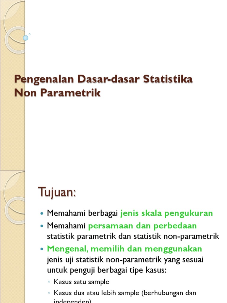 Dasar Statistika Non-Parametrik | PDF | Metode & Bahan Ajar