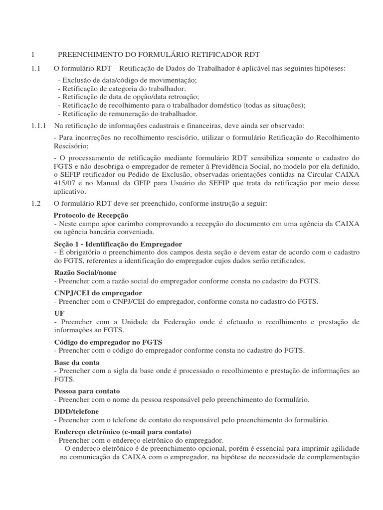 Preenchimento RDT | PDF | Autônomos | Microempresas e empreendedores