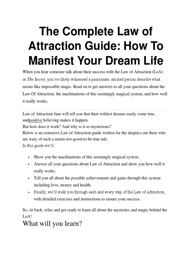The Complete Law Of Attraction Guide Pdf Law Of Attraction New