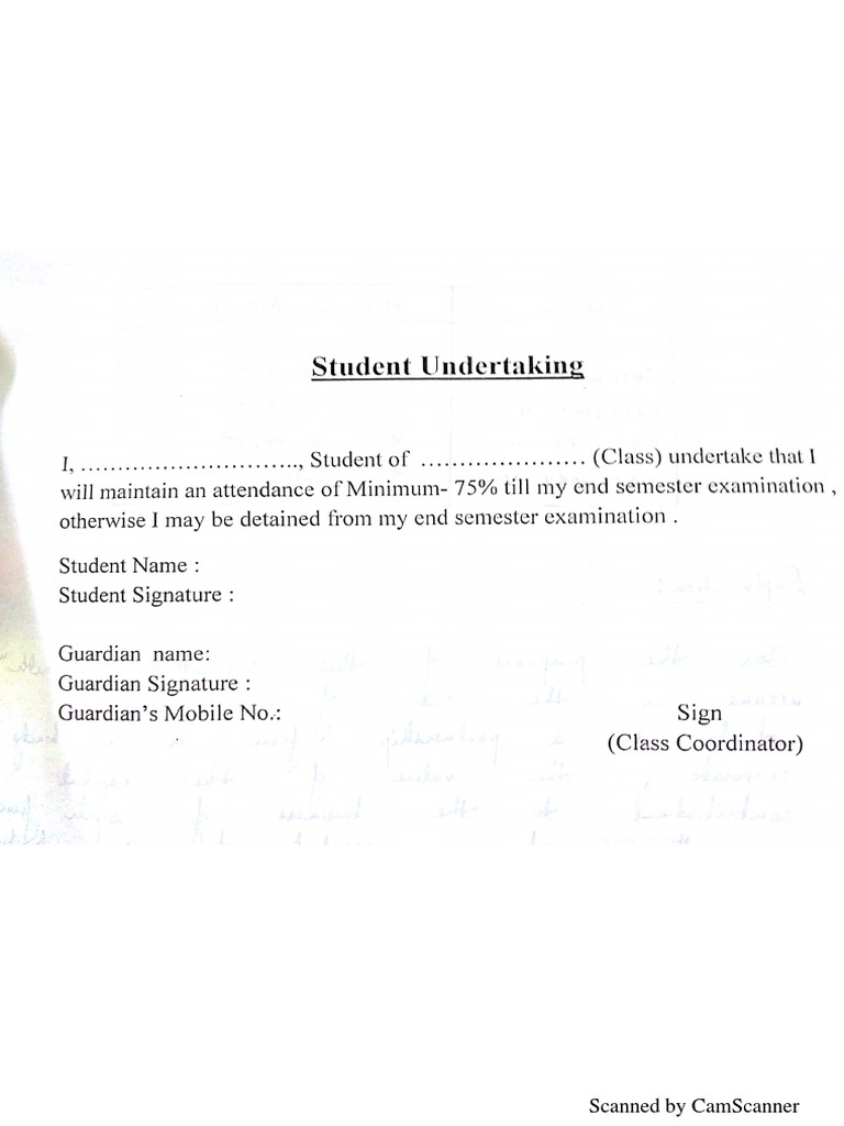 Student Undertaking | PDF
