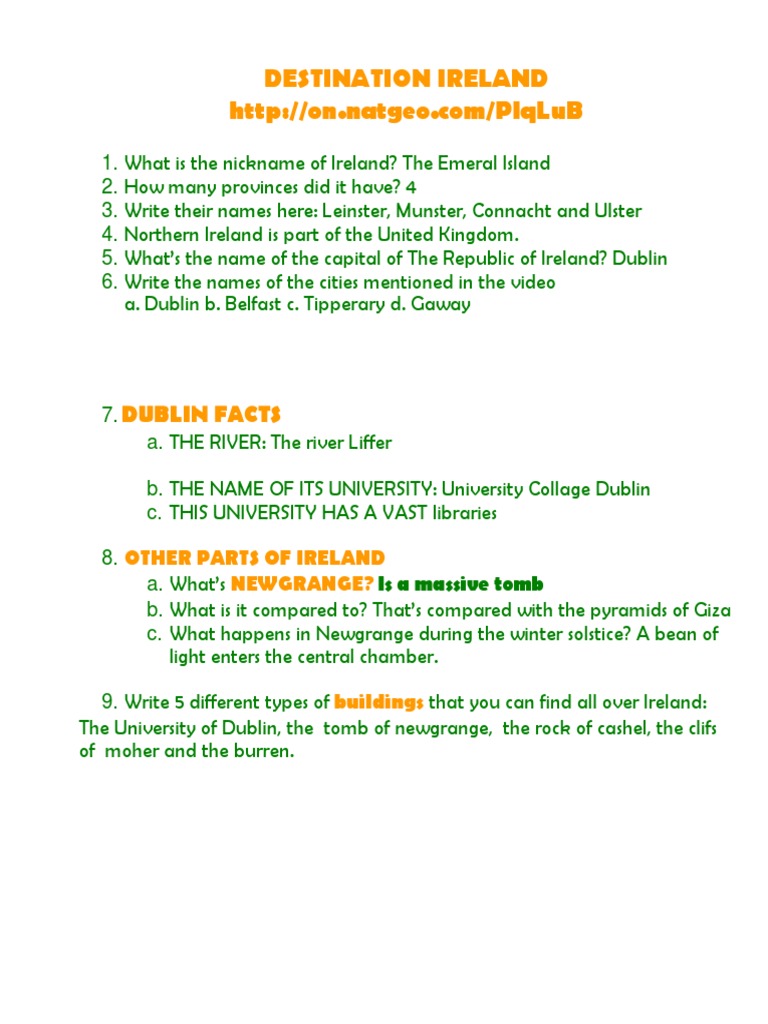 Destination Ireland: Dublin Facts | PDF | Ireland | Dublin