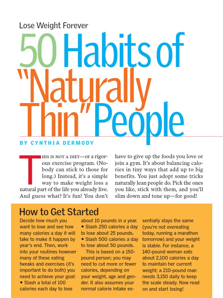 Loss Weight Forever - 50 Habits of Naturally Thin People | PDF | Muffin ...