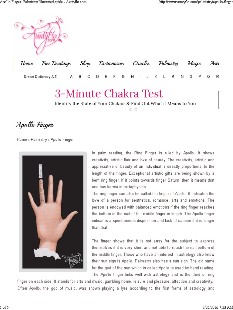 Apollo Finger - Palmistry Illustrated Guide | PDF | Planets In Astrology