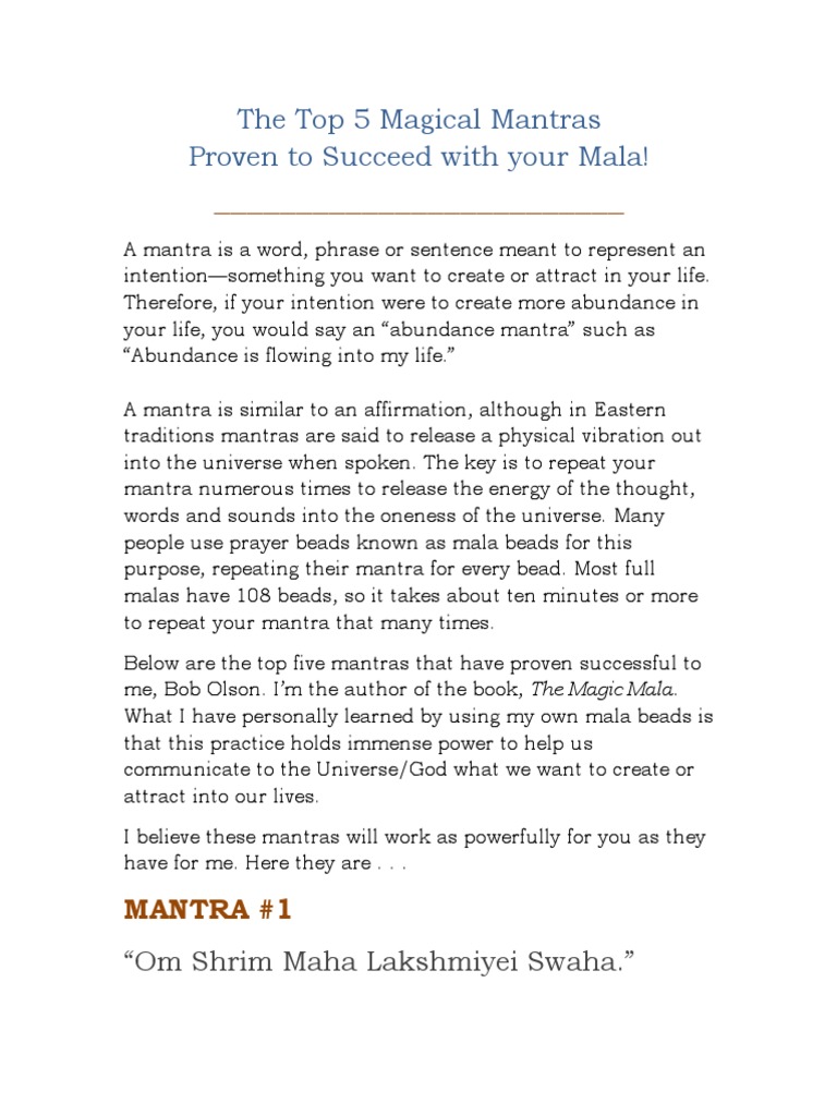 The Top Five Magical Mantras PDF | PDF | Mantra | Religious Behaviour ...