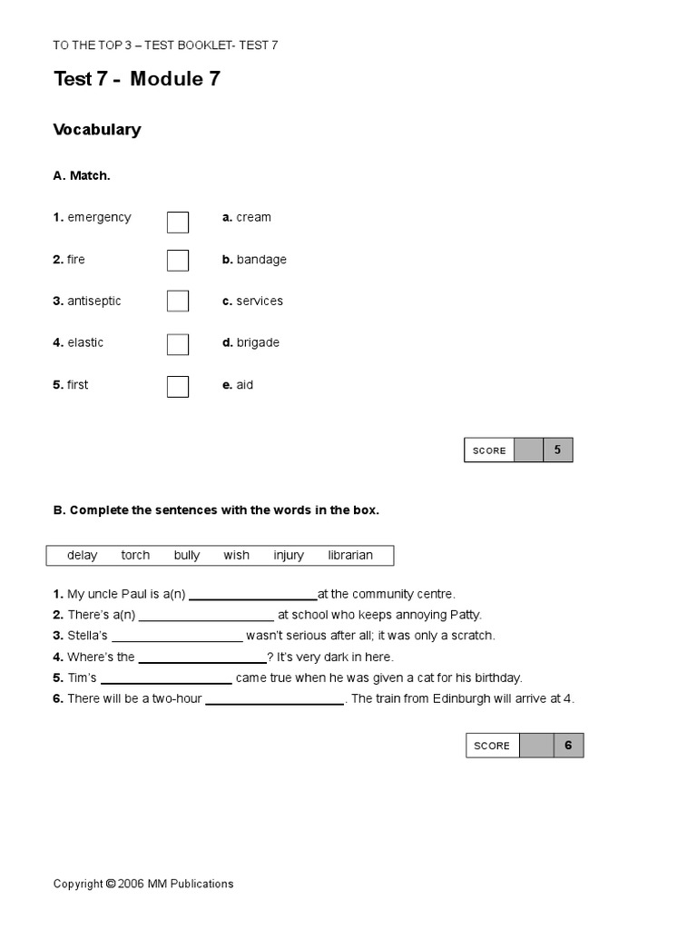 Test 7 - Module 7: Vocabulary | PDF