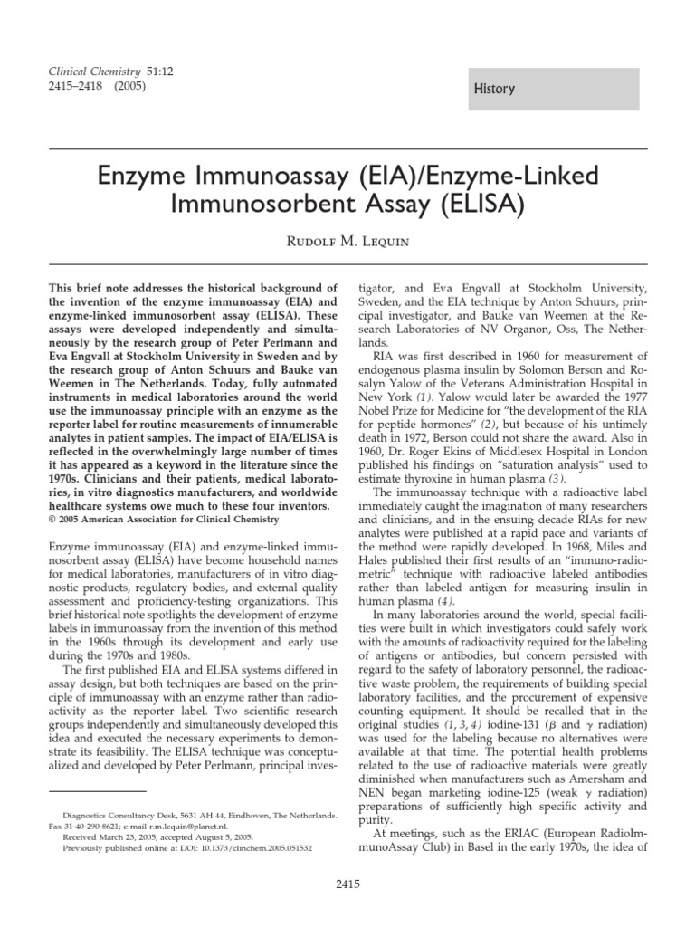 Enzyme Immunoassay (EIA) Enzyme-Linked - Copy - Copy.pdf | Elisa ...