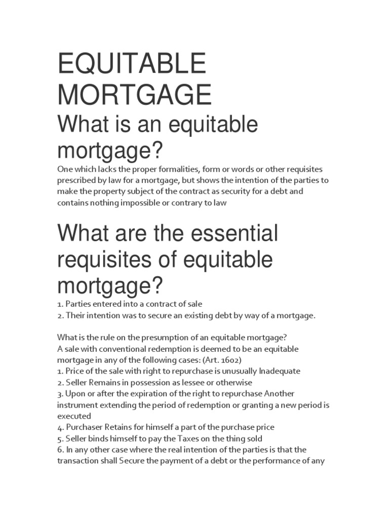 What Is An Equitable Mortgage? | PDF
