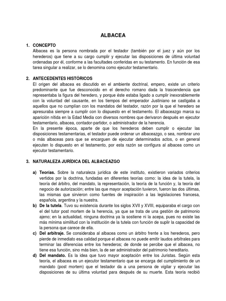 ALBACEA | PDF | Voluntad y testamento | Herencia