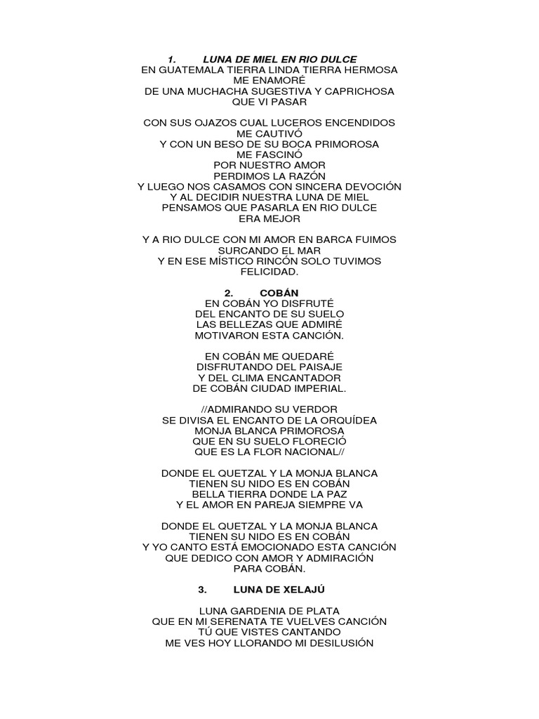 Letras de Canciones Guatemaltecas | PDF | Arte