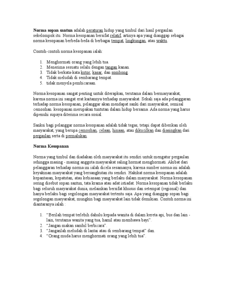 Definisi Norma Kesopanan | PDF | Gaya Hidup
