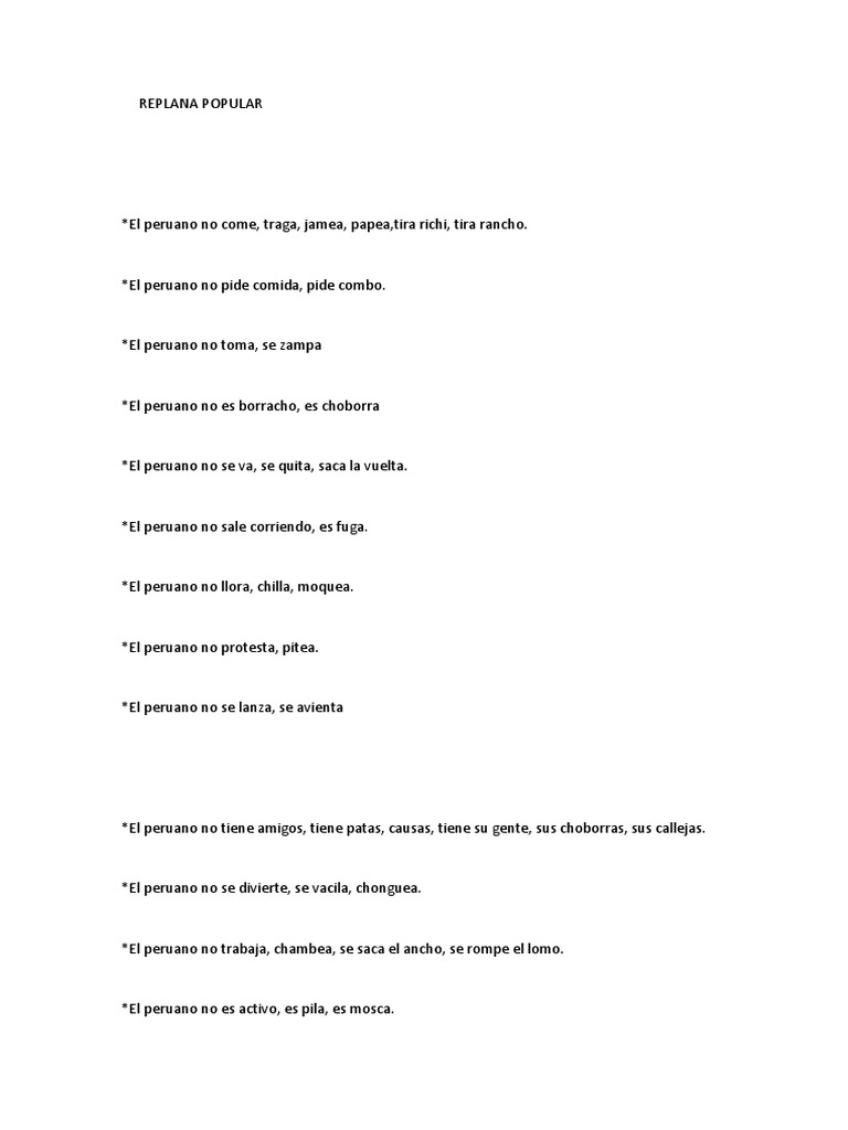 Jergas y dichos populares peruanos | PDF | Ocio