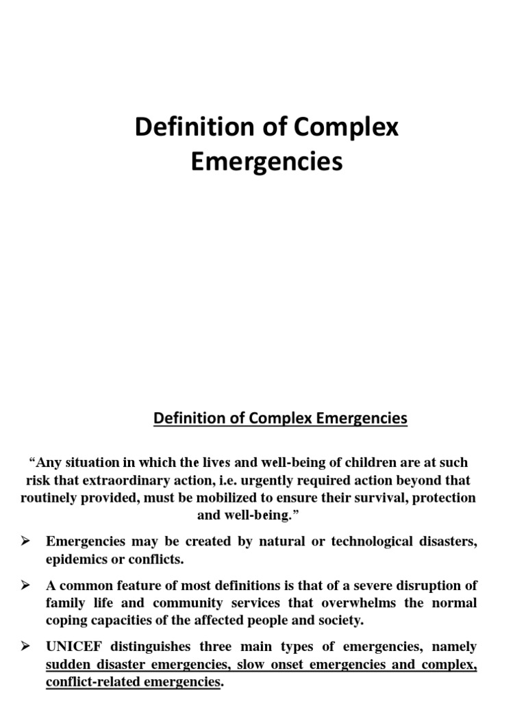 Definition of Complex Emergencies | PDF | Emergency | Humanitarian Aid