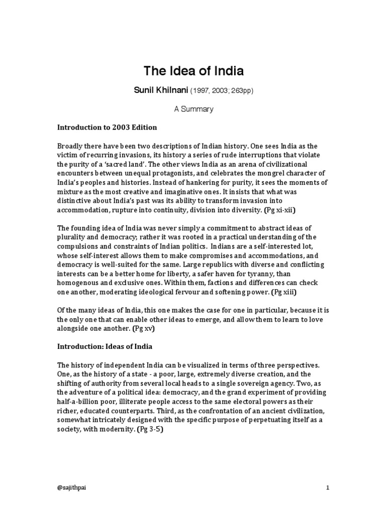 The Idea of India Highlights Summary 1 | PDF | Jawaharlal Nehru ...