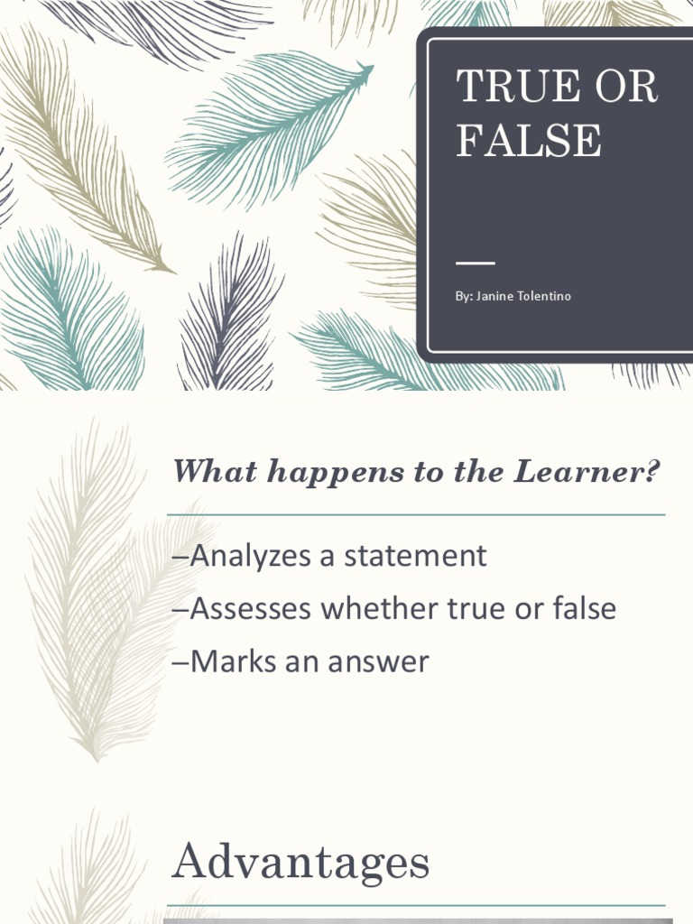 True or False Assessment | PDF