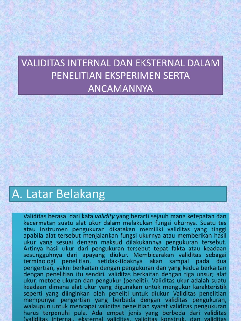 Validitas Internal Dan Eksternal | PDF | Komputer