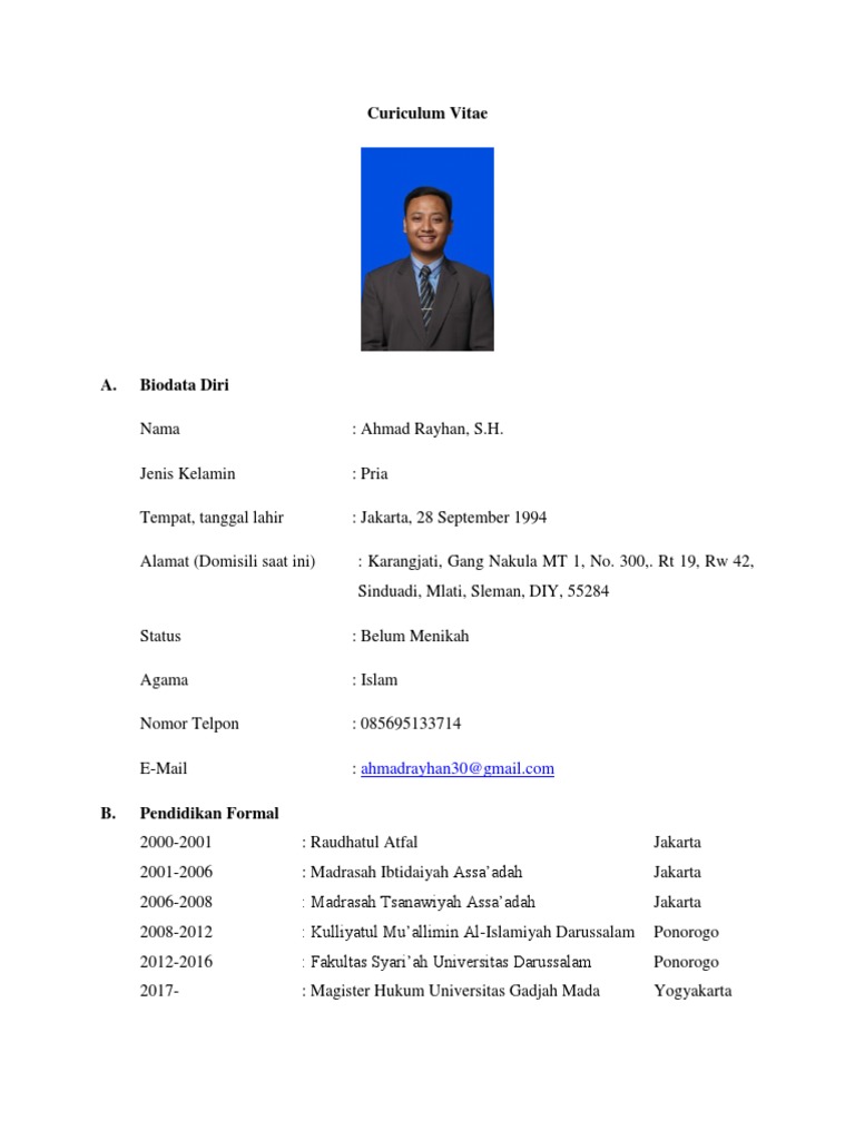CV Ahmad Rayhan | PDF