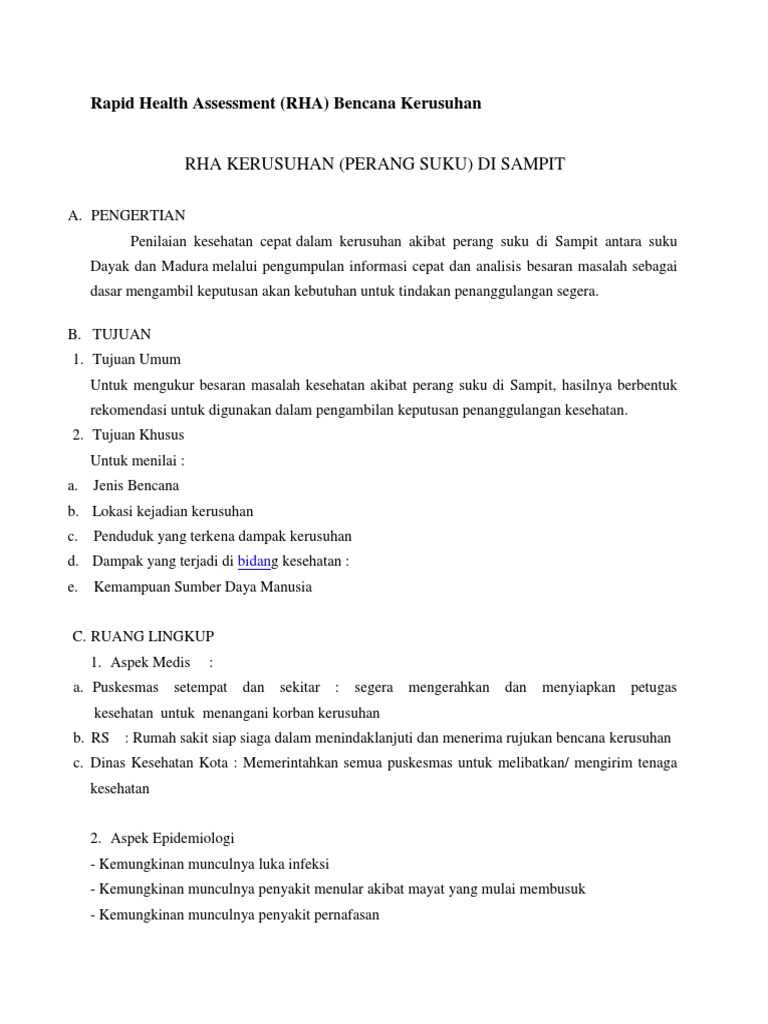 Rapid Health Assessment CONTOH | PDF