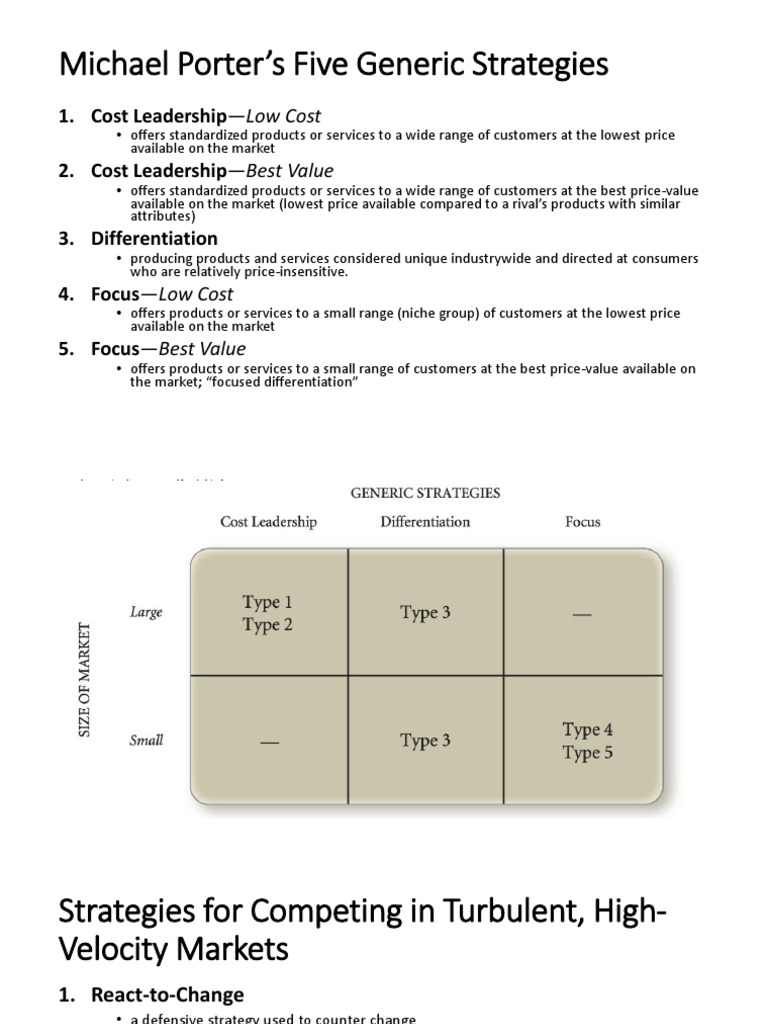 5. Michael Porters Five Generic Strategies