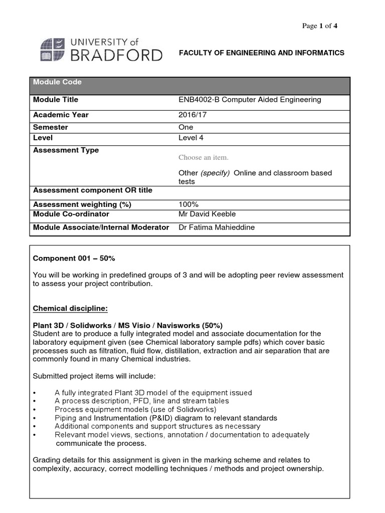 Computer Aided Engineering Module ENB4002-B | PDF | 3 D Modeling ...