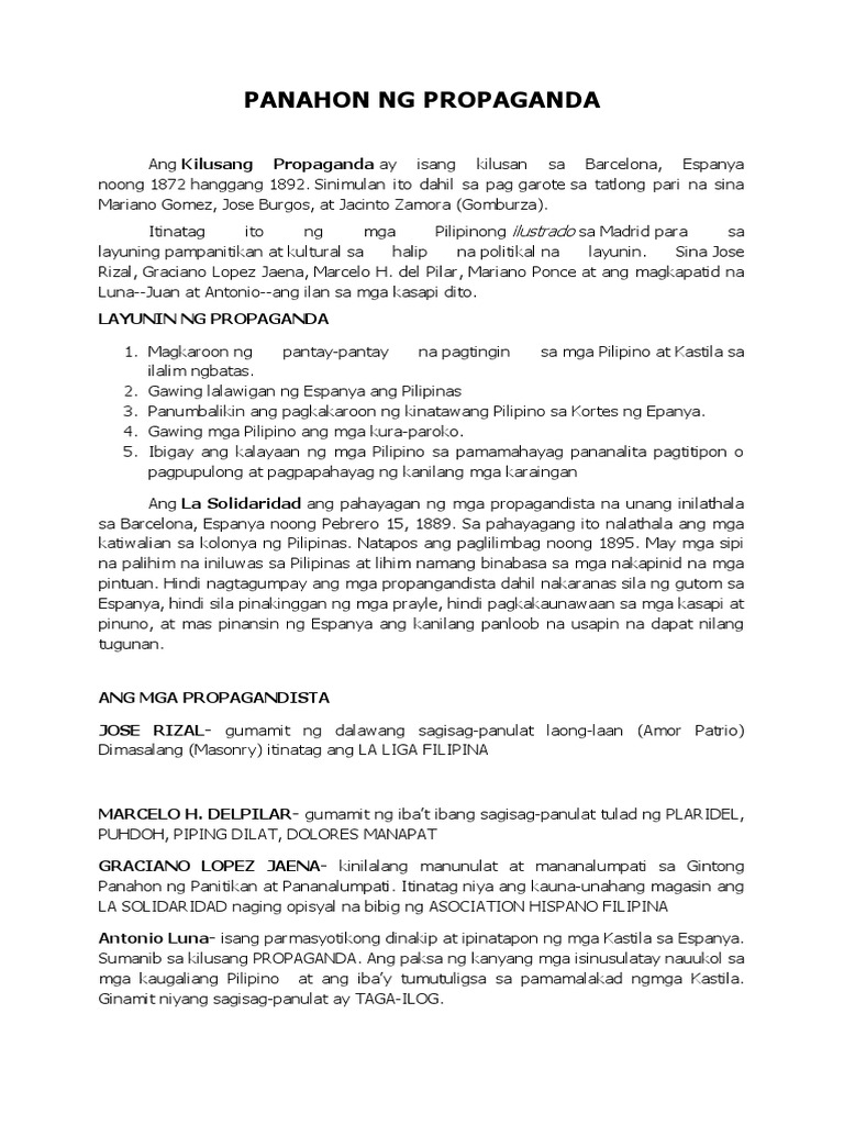 Panahon NG Propaganda | PDF