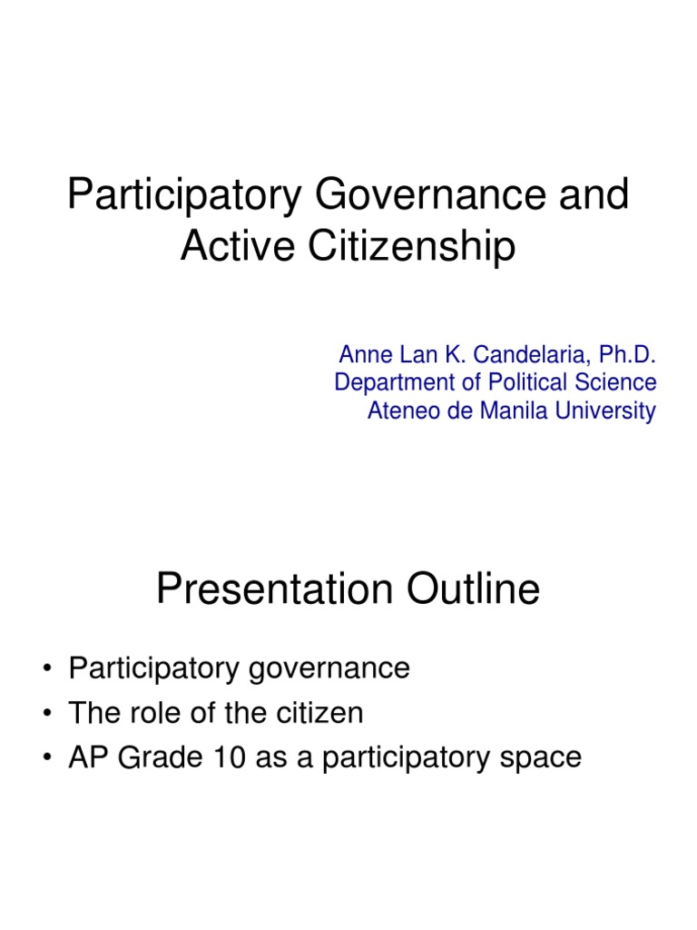 Participatory Governance and Active Citizenship | PDF | Governance ...