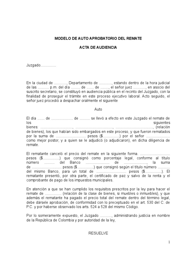 Auto Aprobatorio Del Remate | PDF | Virtud | Información del gobierno