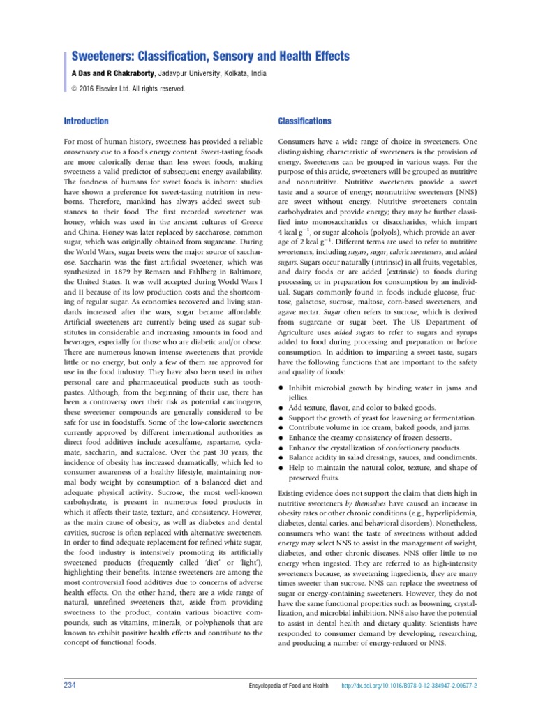 Classification of Sweeteners Explained | PDF | Sugar Substitute | Sugar