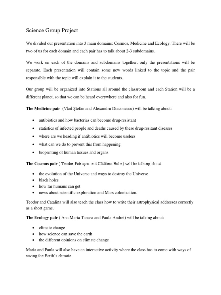 Science Group Project | PDF