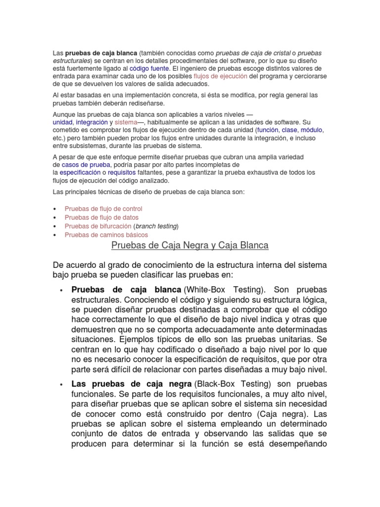 Prueba de Caja Blanca y Negra | PDF | Ciencias de la Computación ... Prueba de Caja Blanca y Negra | PDF | Ciencias de la Computación ...