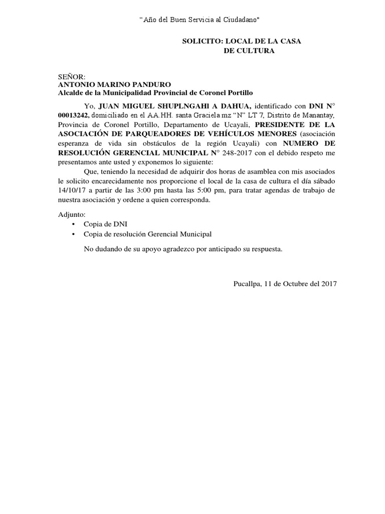 Solicito Local Comunal | PDF