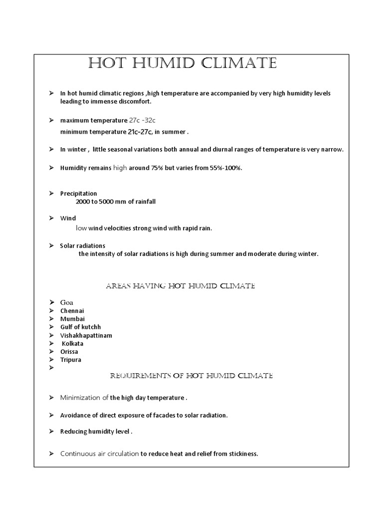 In Hot Humid Climatic Regions Climate | PDF | Humidity | Climate