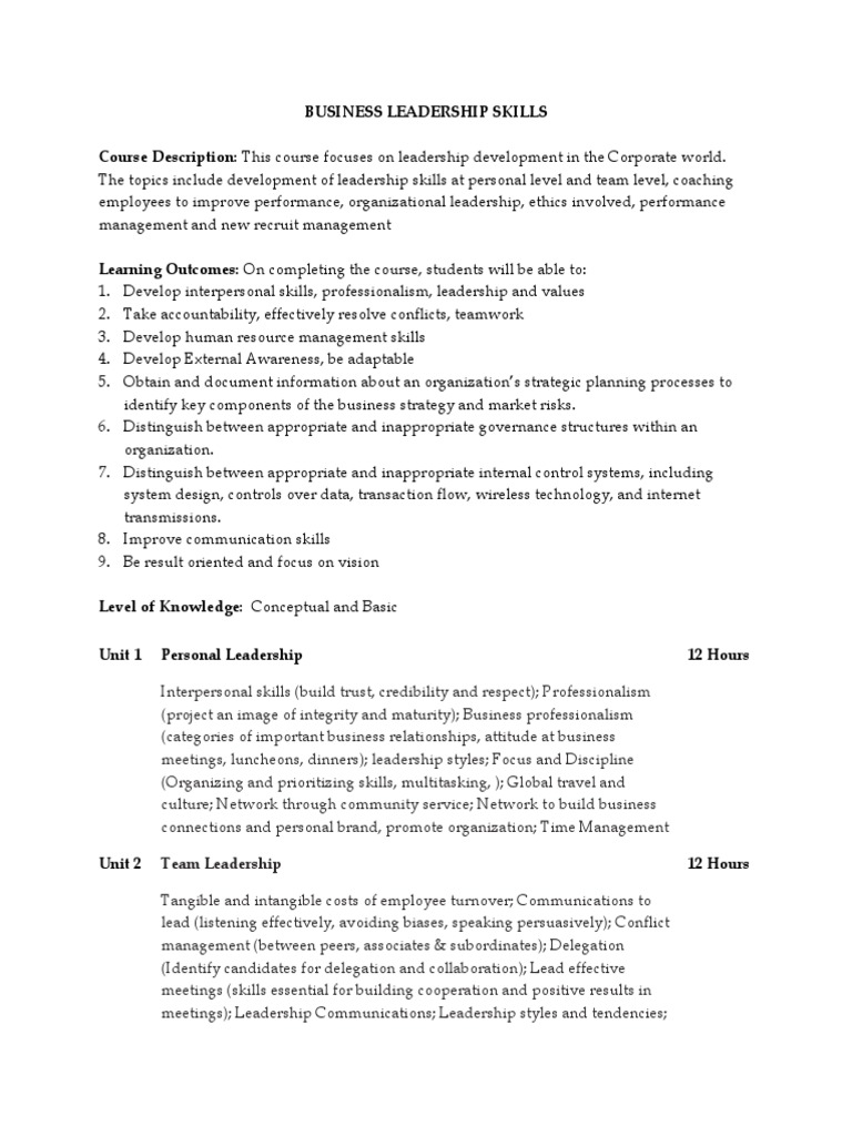 Business Leadership Skills | PDF | Leadership | Motivation
