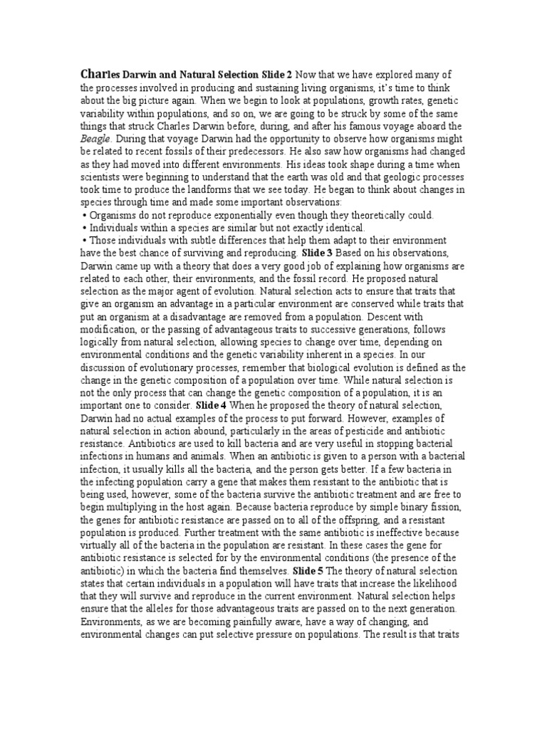 Charles Darwin and Natural Selection Slide 2 Now That We Have Explored ...