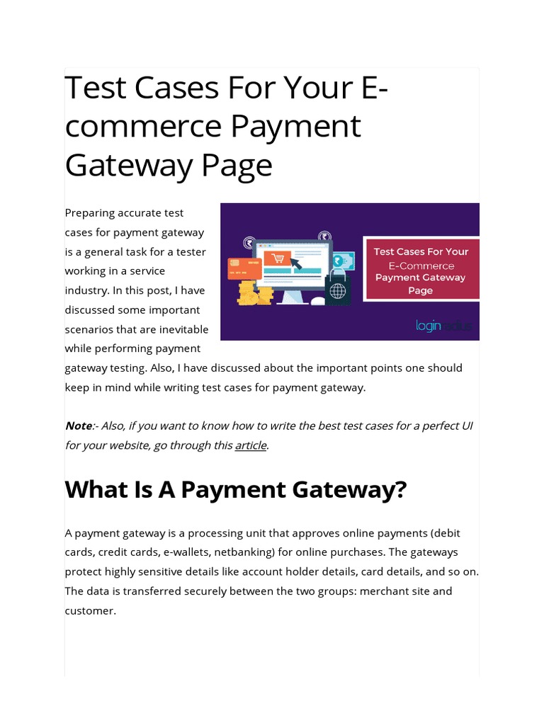 Test Cases For Your E-Commerce Payment Gateway Page - LoginRadius Fuel ...