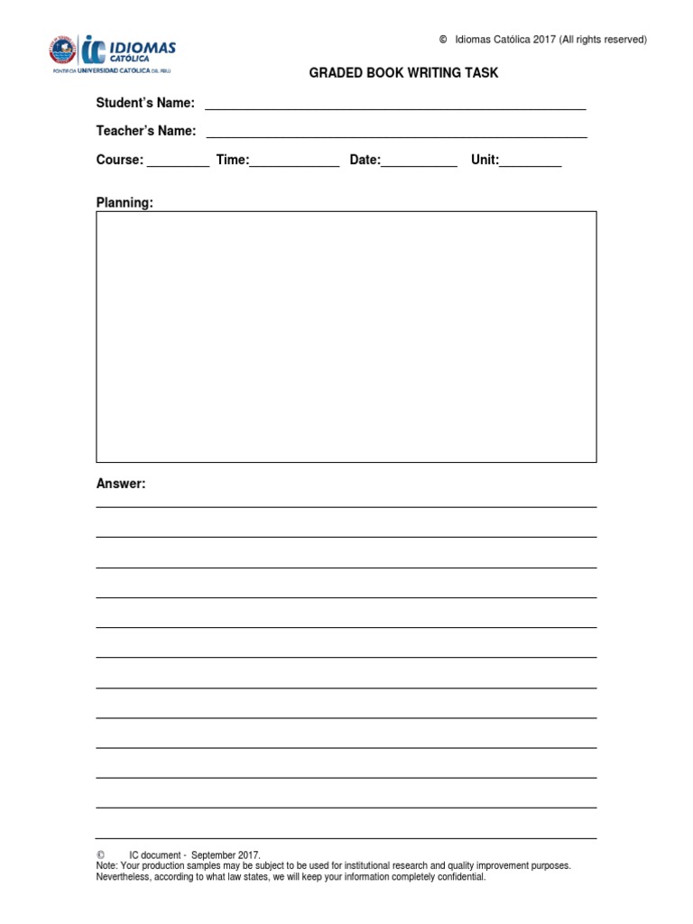 Graded Book Writing Task Template | PDF
