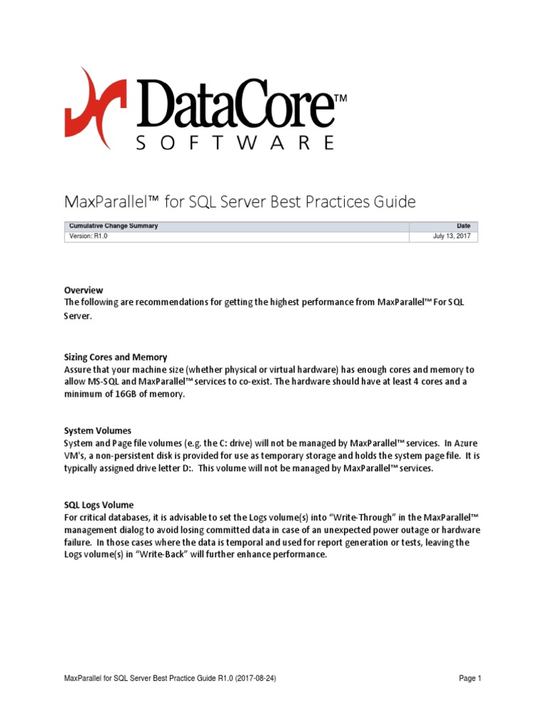 MaxParallel For SQL Server Best Practices Guide | PDF | Microsoft Sql Server | Filename