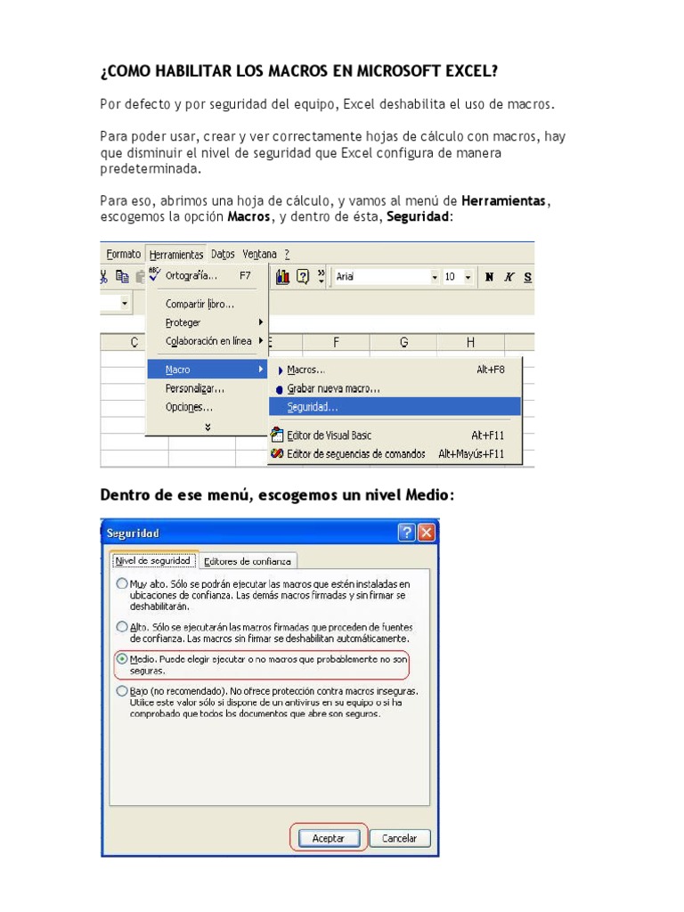 Habilitar Macros en Excel | PDF | Macro (informática) | Microsoft Excel
