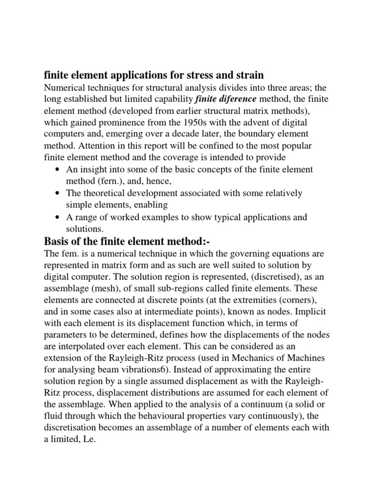Finite Element Applications For Stress and Strain | PDF | Finite ...