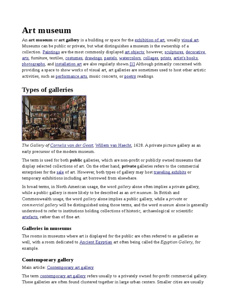 Art Museum: Types of Galleries | PDF | Art Museum | Communication